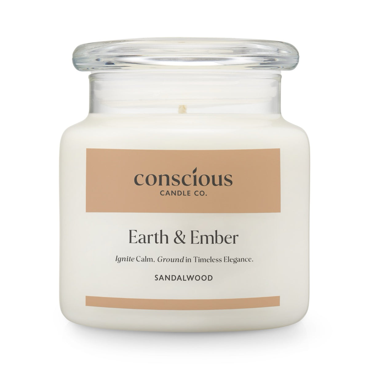 Sandalwood 510 gram Soy Candle – Earth & Ember – Conscious Candle Co